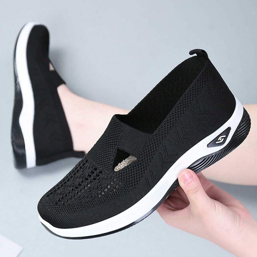 Women's Woven Orthopedic Breathable Soft Shoes Go Walking Slip On Diabetic Shoes Hands Free ...