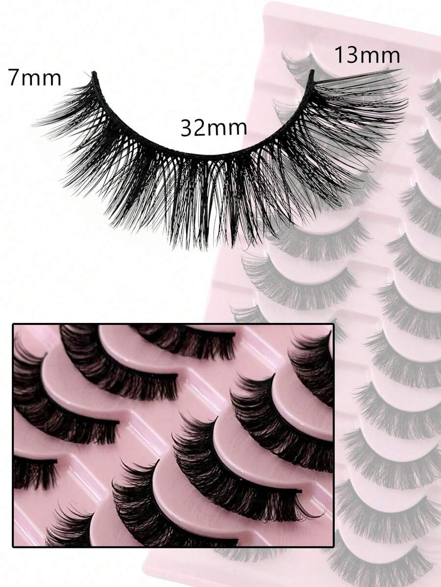 Hinarin 10 Pairs Russian Strip Lashes Fluffy Mink Lashes 3D False ...