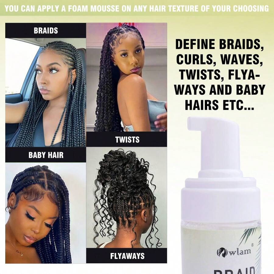 owlam 100ml Extra Hold Braid Mousse - Frizz Control & Moisturizing Hair ...