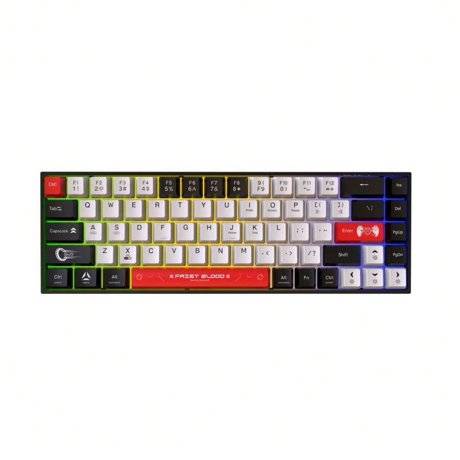 68 Keys Mini RGB Backlit Keyboard, Computer USB Backlit Two-Color Key ...