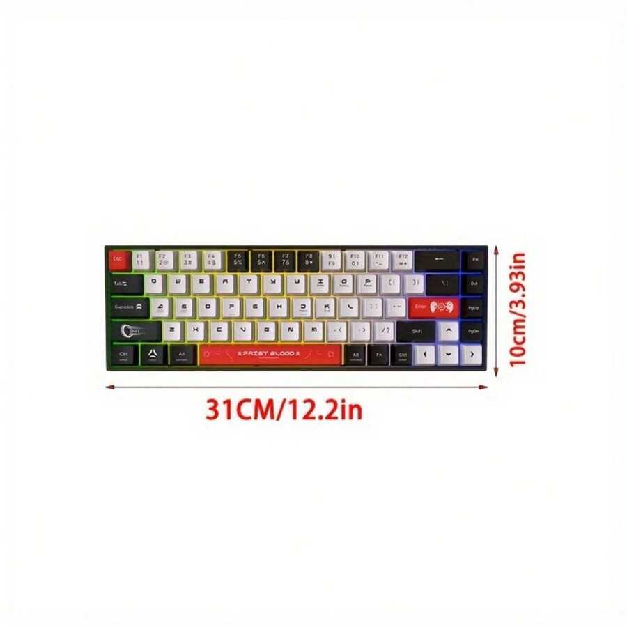 68 Keys Mini RGB Backlit Keyboard, Computer USB Backlit Two-Color Key ...