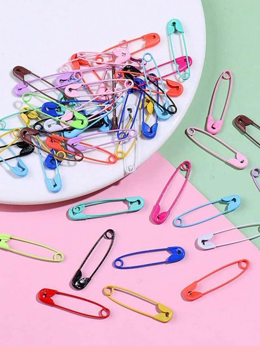 300pcs/Box Assorted Color Safety Pins, Candy-Color Mixed Small Clasps ...