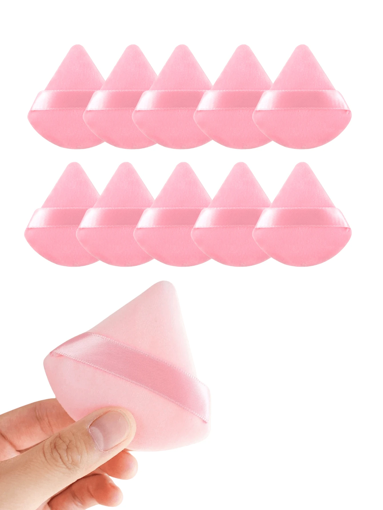 10-Pack Pink Triangle Velvet Powder Puffs Designed For Contouring, Eye ...
