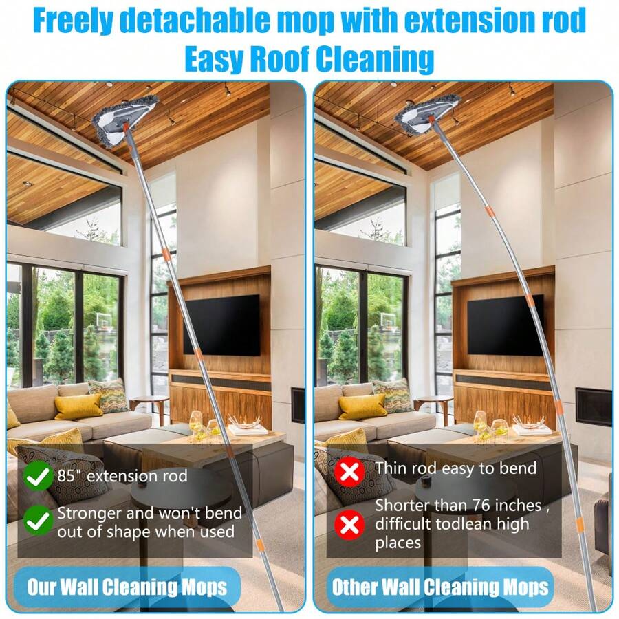 1set 82 Inch Wall Mop With Long Handle Wall Cleaning Mop With 39.8-82 ...