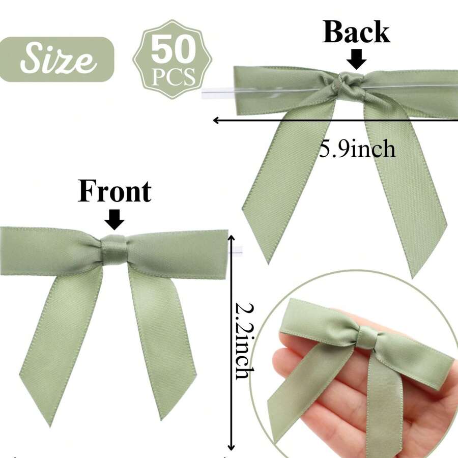 ZNZAKKA Satin Ribbon Bows 50 Pcs Twist Tie Bows For Gift Wrapping Cake ...