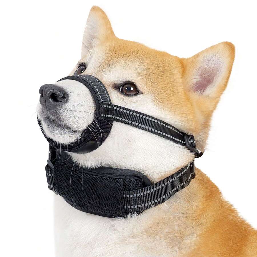 Dog Muzzle Anti-Biting Anti-Barking Muzzle Leash Out Walking Prevention ...