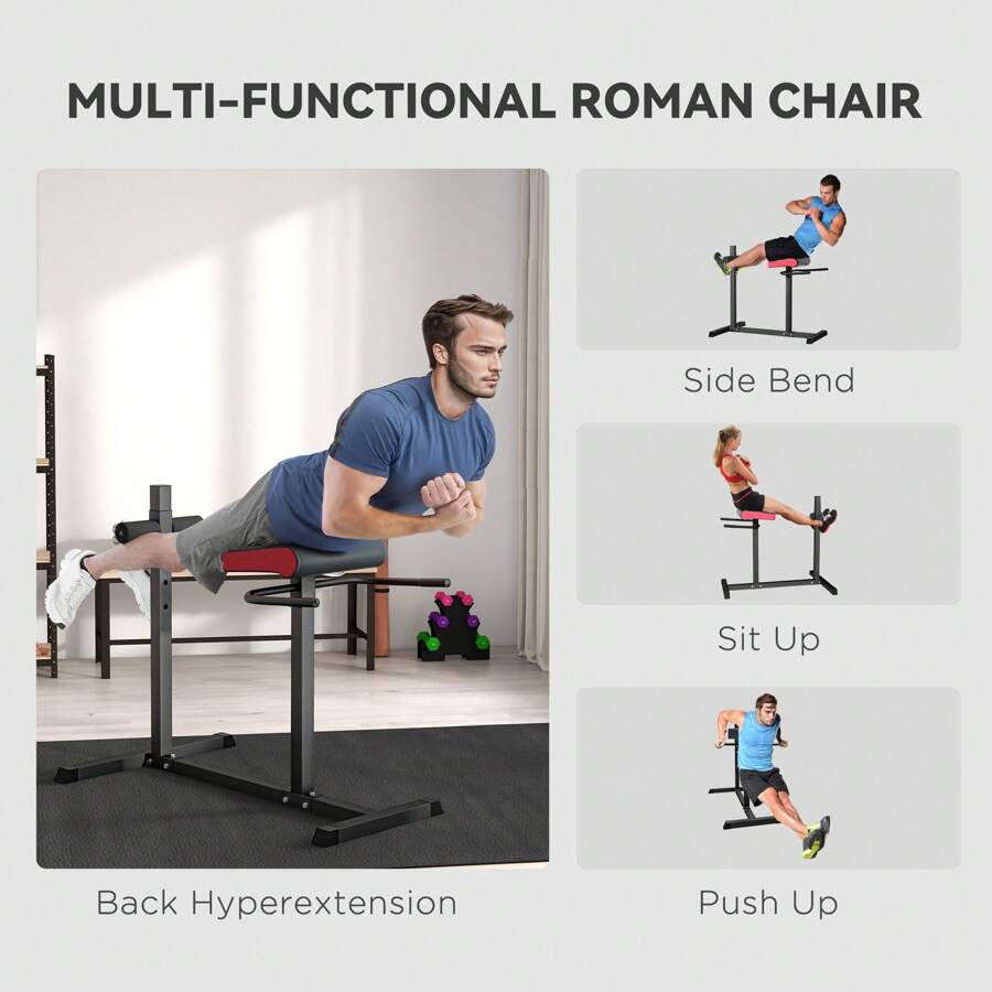 Back Extension Bench Roman Chair, Hyperextension Bench With Adjustable ...
