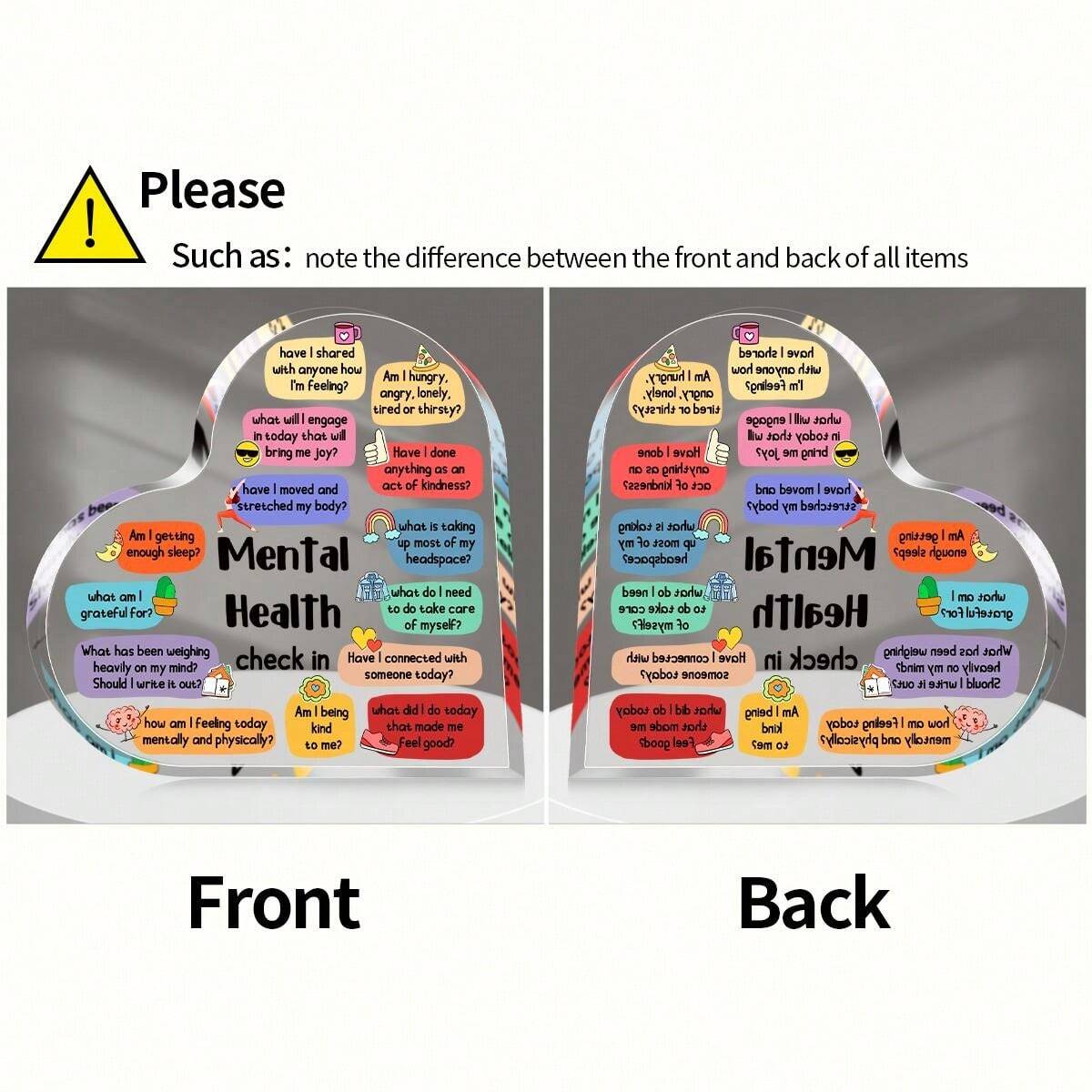 1 pieza Placa de salud mental, Letrero con corazón acrílico de "Check ...
