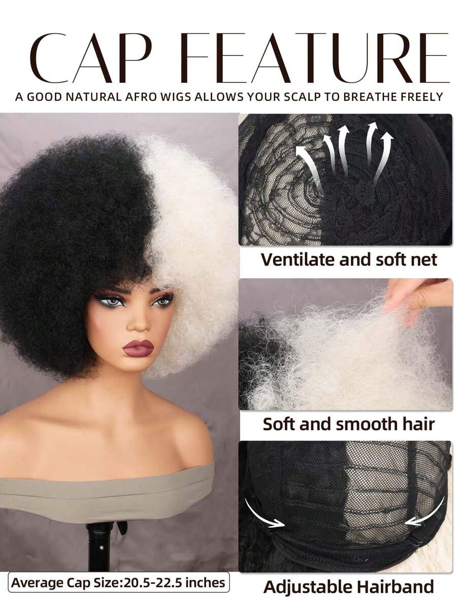 DZfirst Short Synthetic Afro Wigs For Women African Black And White 10 ...