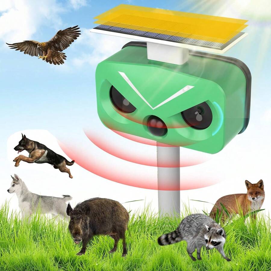 Ultrasonic Animal Repeller Outdoor Waterproof Led Red And White Flash ...