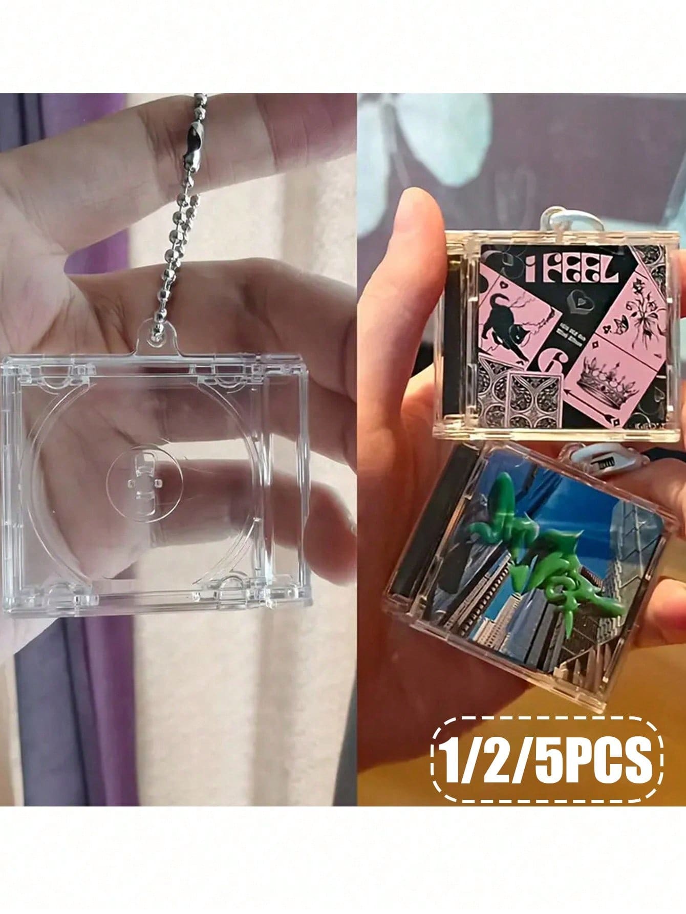 1/2/5PCS Mini CD Box Album Record Pendant Keychain Diy Acrylic ...