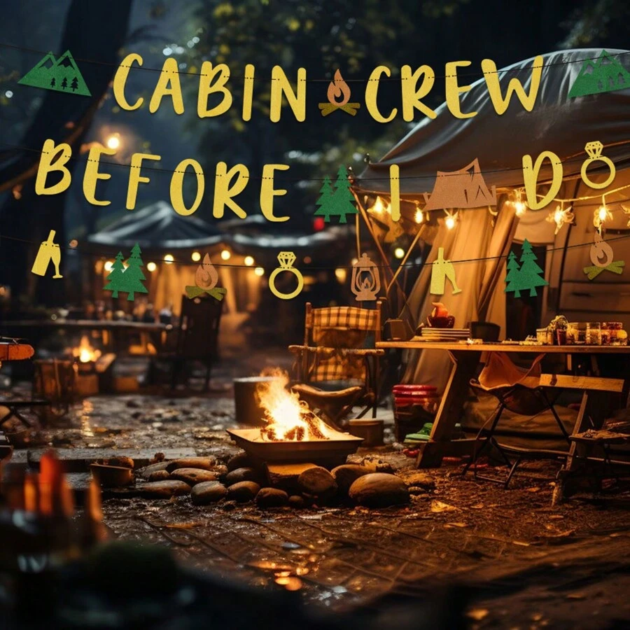 1set Cabin Crew "Before I Do" Glitter Banner Glamping Bachelorette ...
