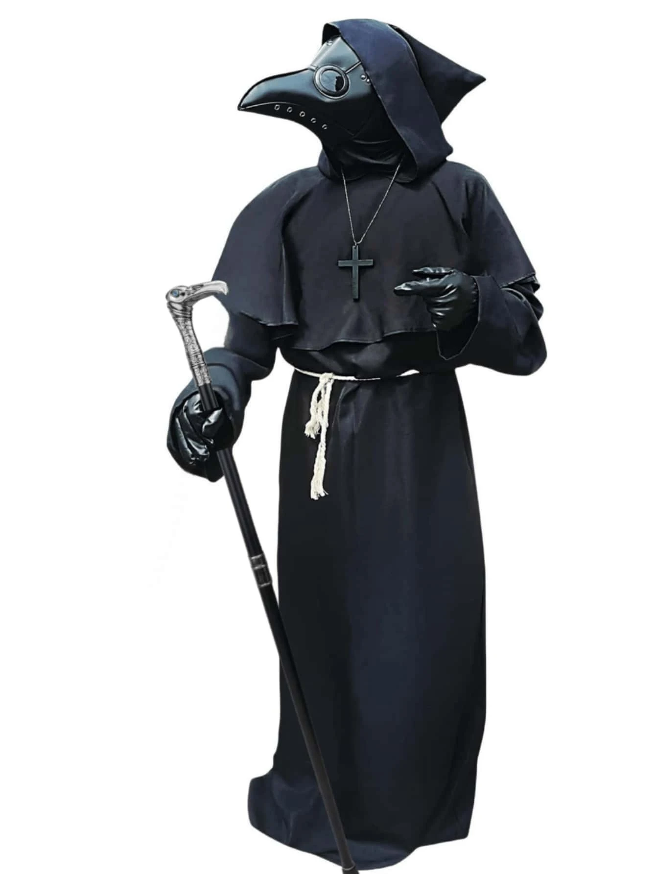 3 Piece Monk Outfit With Necklace Belt, Men's Medieval Hooded Monk ...