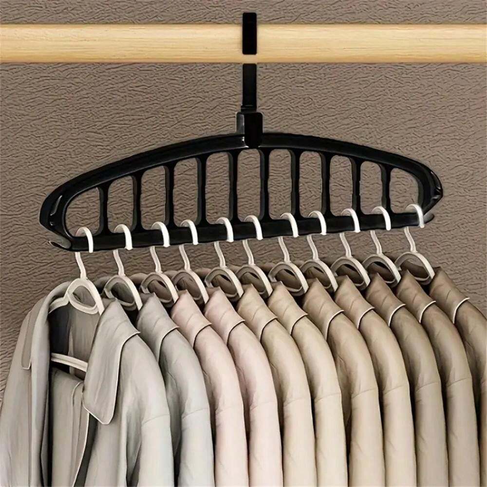 11-Hole Foldable Clothes Hanger Rack With Storage Box, Multi-Functional ...