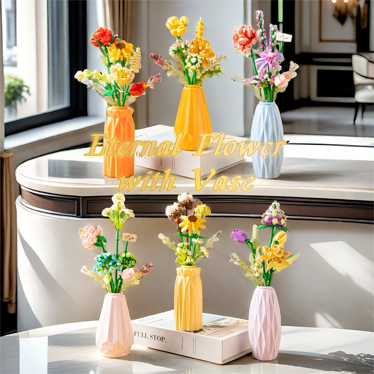 Handmade Diy Sunflower Rose With Vase Everlasting Bouquet Assembled ...