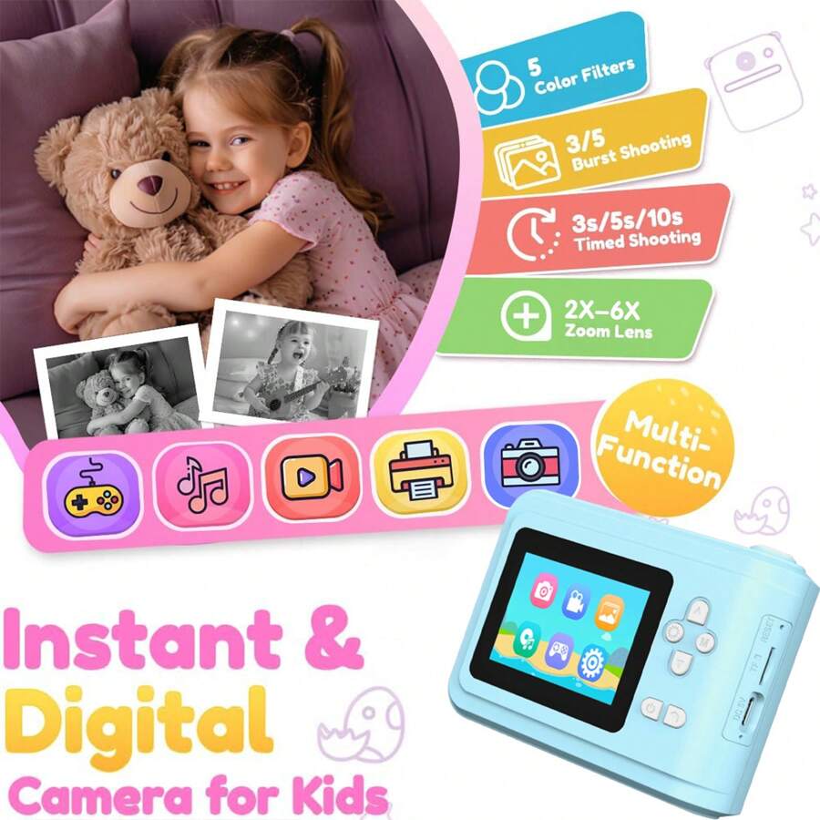 Kids Camera Instant Print, For Girls, Screen Kids Digital Camera ...