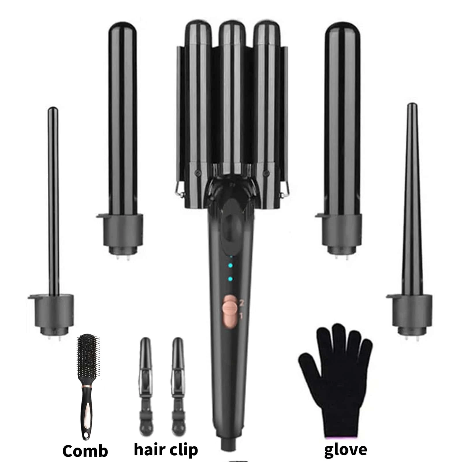 5 In 1 Curling Iron 3 Barrel Hair Crimper Iron Curling Wand Hair With ...