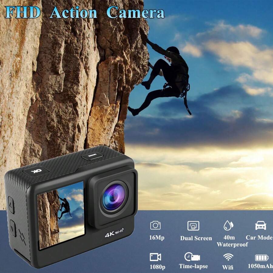 4K Dual Screen WIFI Outdoor Sport Camera Cycling Camera Camcorder 30m ...