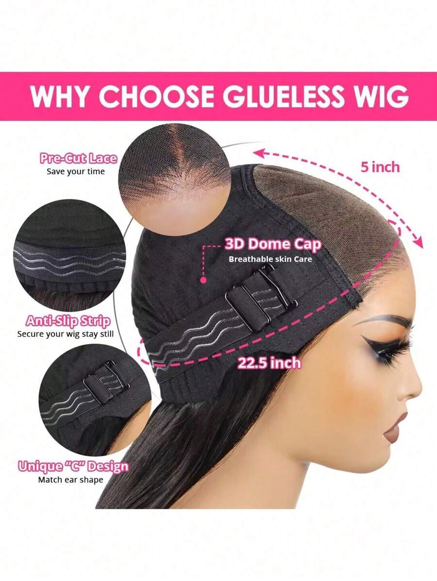 Perruques sans colle, cheveux humains, prédécoupés, fermeture 5x5. Perruques en cheveux humains ...