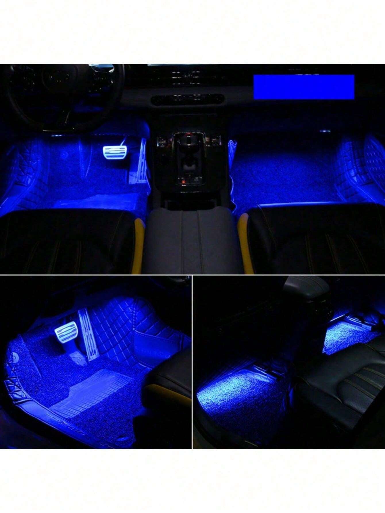 1 Drage 2/4 Car LED Ambient Light USB Foot Pedal Light Monochrome ...