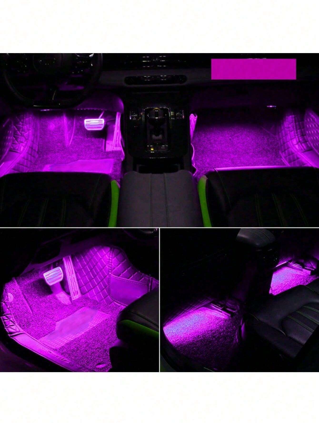 1 Drage 2/4 Car LED Ambient Light USB Foot Pedal Light Monochrome ...