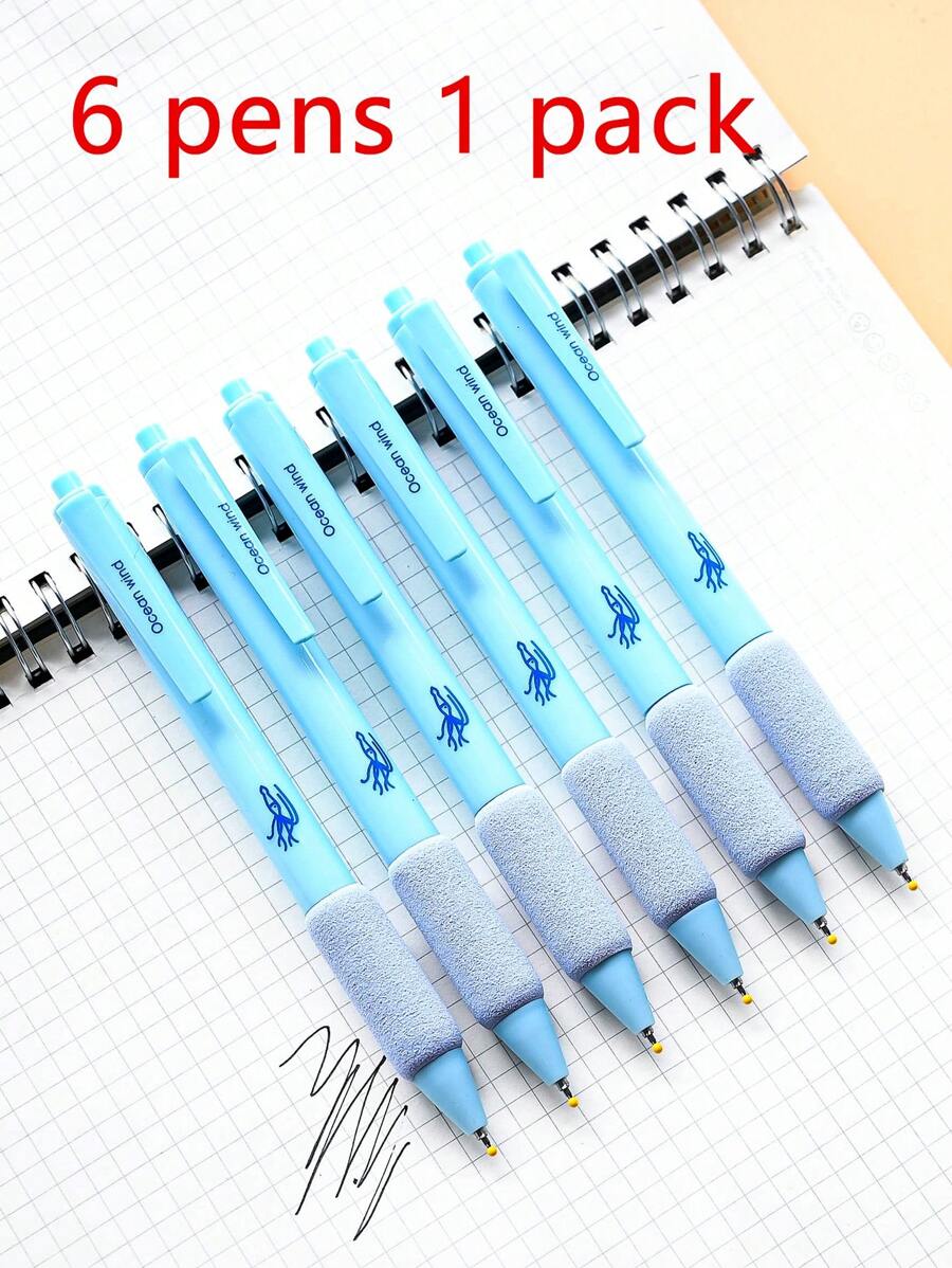6 Neutral Pens 1 Quick-Drying Pen Cloud Grip Sheath Writing Pen Black ...