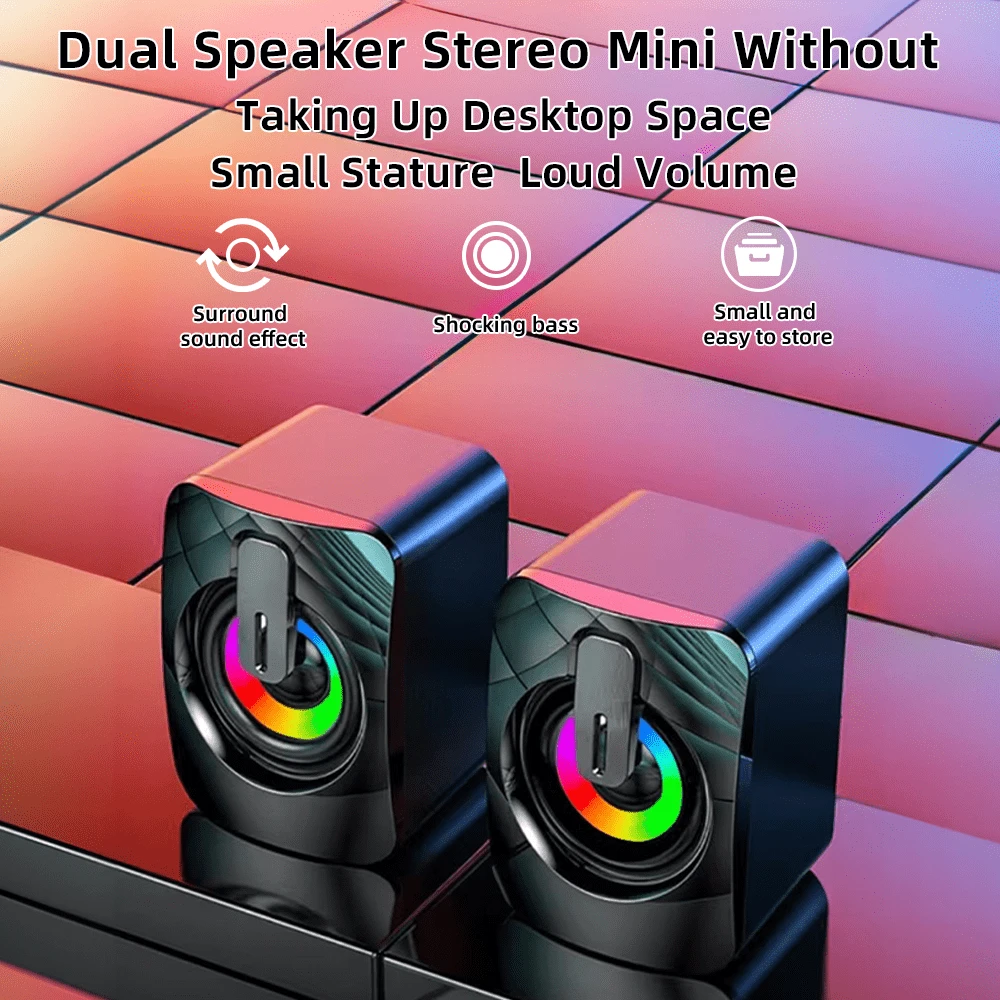 Computer Speakers PC Sound Box HIFI Stereo Microphone USB Wired Caixa ...