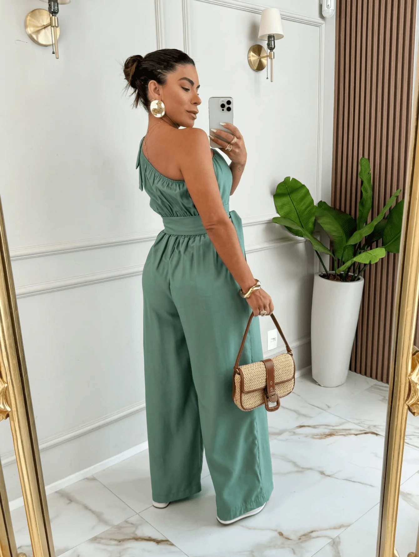 LONG TAILORED OVERALL WITH ONE SHOULDER, TIES AT THE WAIST, LOOSE FIT ...