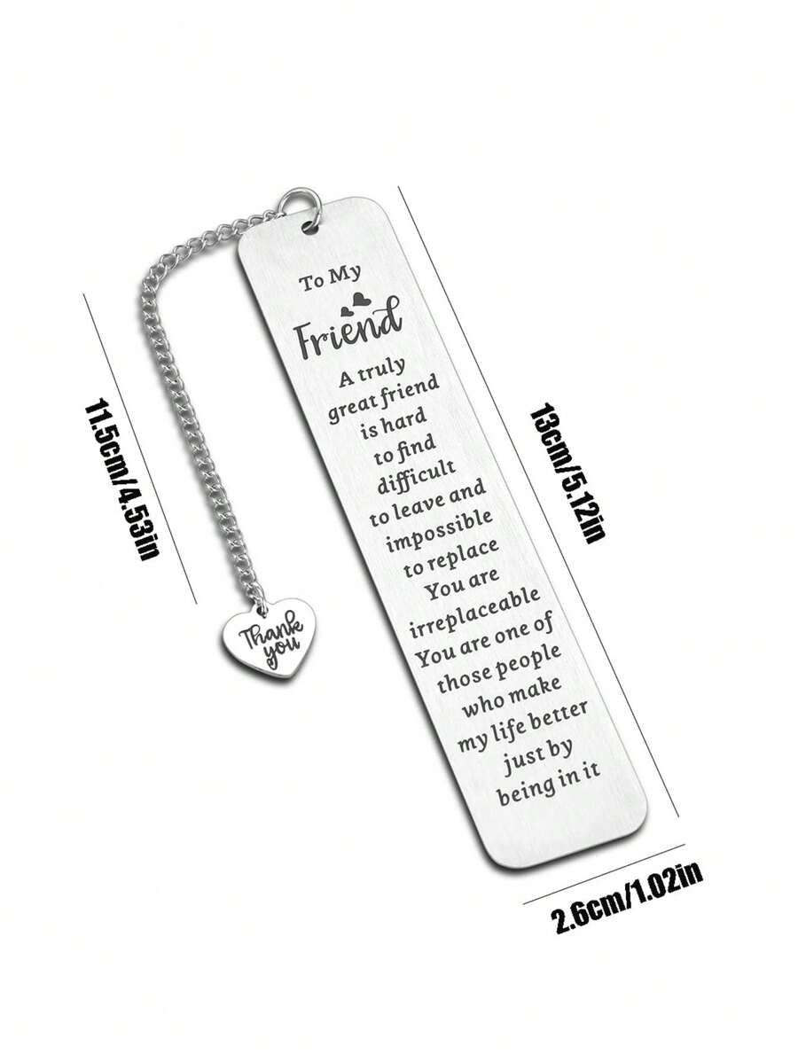 1pc Stainless Steel Engraved Slogan Bookmark, Small Gift For Friends ...