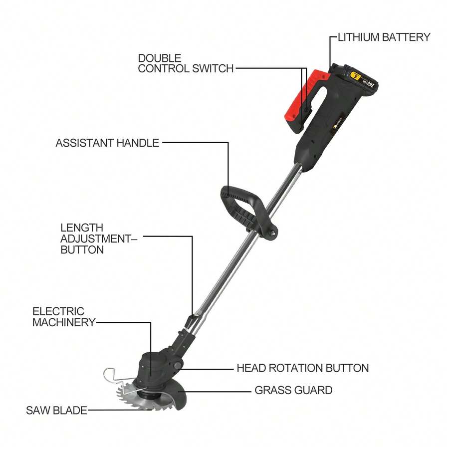 CONENTOOL CONENTOOL 24V Electric Cordless Grass Trimmer Strimmer Garden Edger Cutter With 2 ...