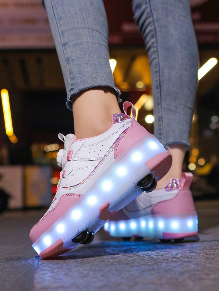Chaussures de roller à 4 roues avec éclairage LED pour enfants ...