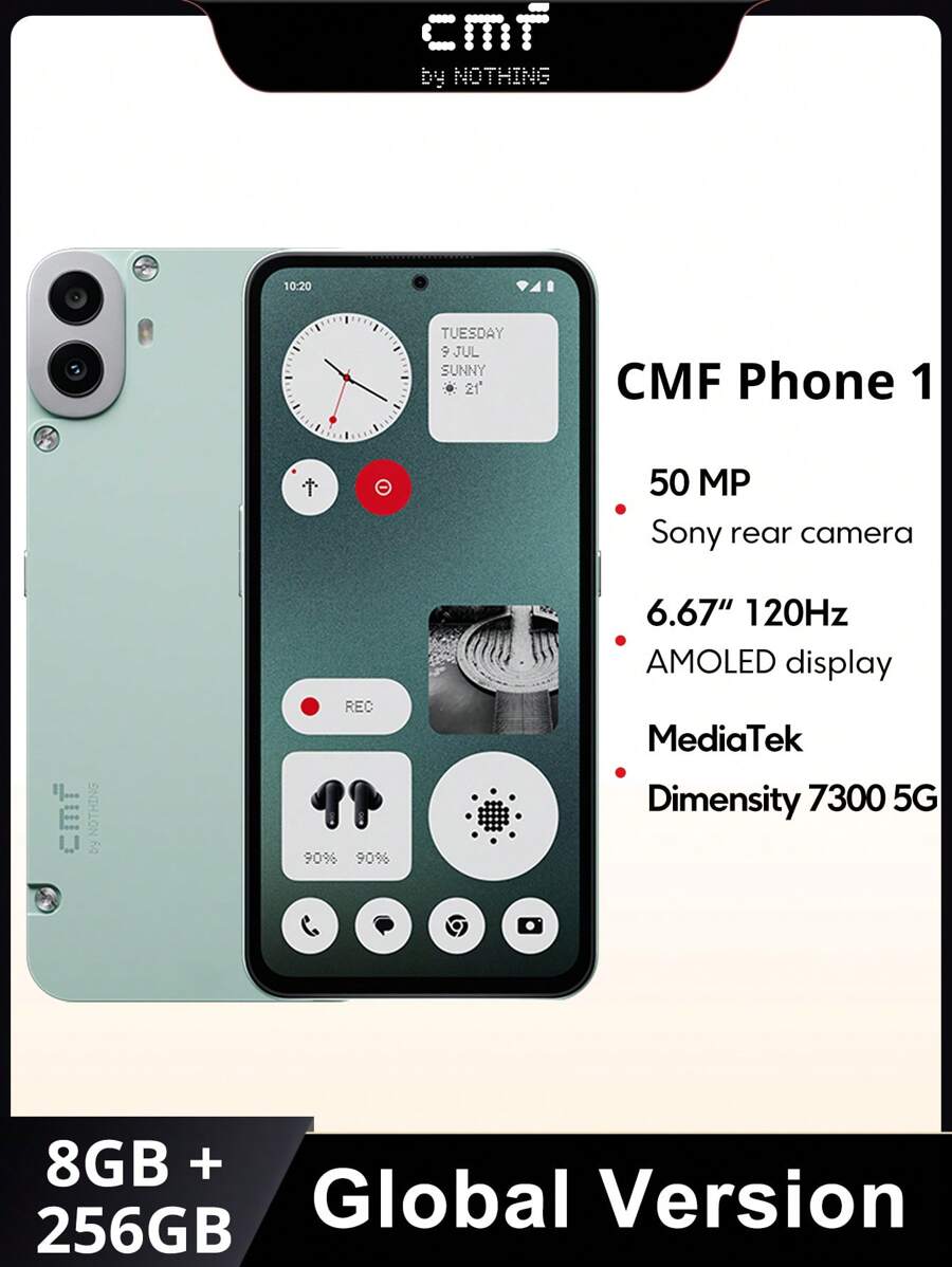 Nothing CMF PHONE 1 Versão Global 8GB+256GB Smartphone Processador Dimensity 7300 5G, Tela Super ...