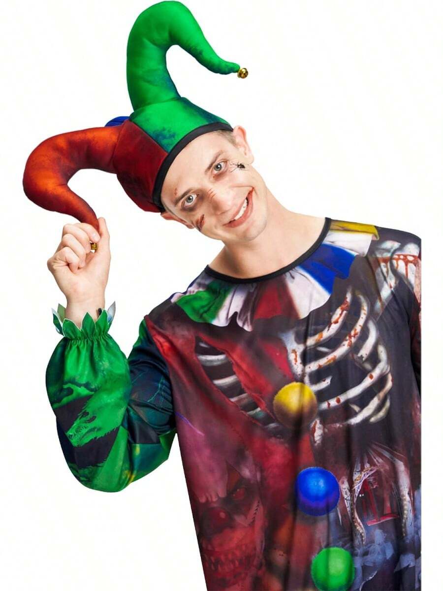 Men's Skeleton Clown Costume, Horror One-Piece Costume For Adult Men ...