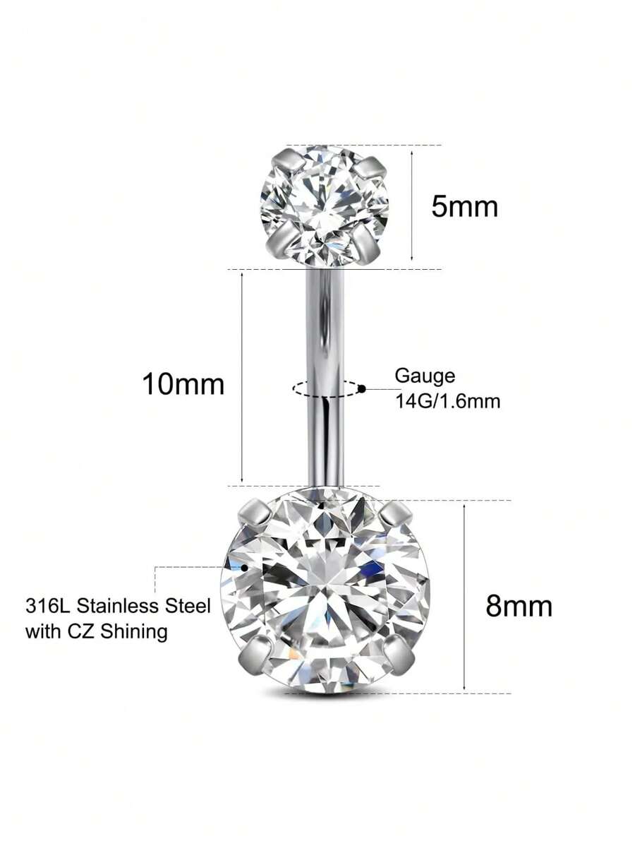 AVYRING 8PCS Belly Piercing Kit - 14G Belly Button Ring With 316L Steel Piercing Needles And ...