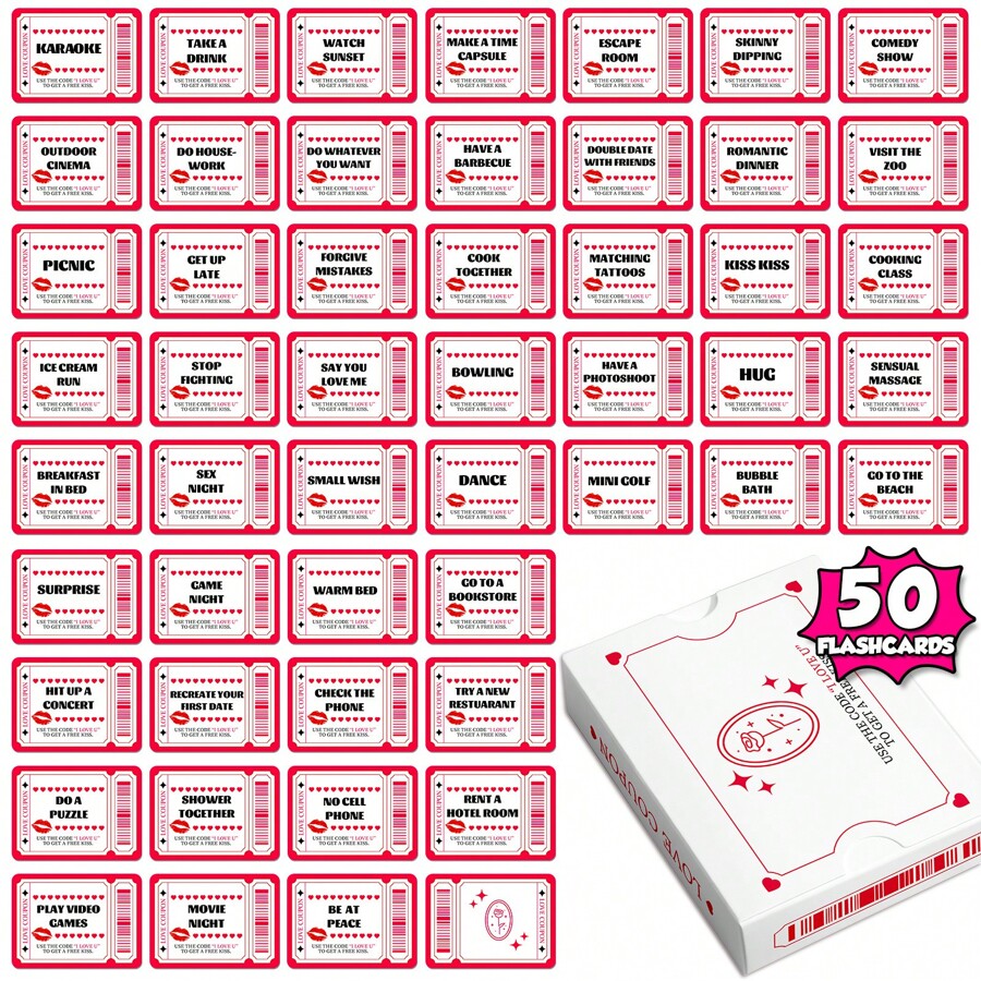 1 Box 50pcs Couple Interactive Intimate Game Cards, Romantic Couple ...