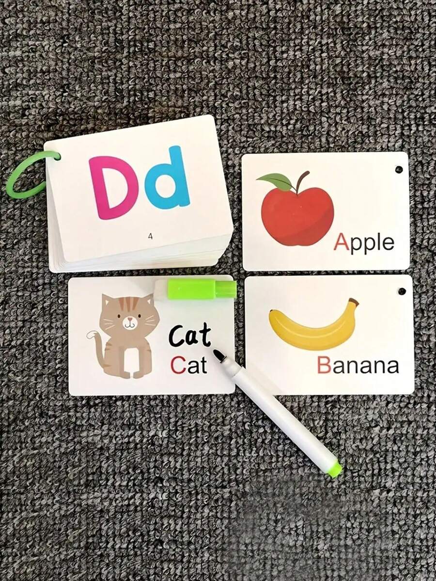 Set Of 26 Reusable Early Learning English Alphabet Cartoon Flash Cards ...