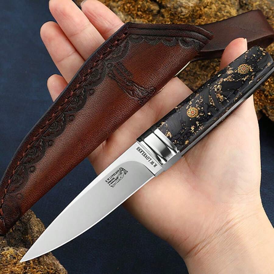 Small Straight Knife, M390 Mirror-Polished Blade, Outdoor Knife, Multi ...