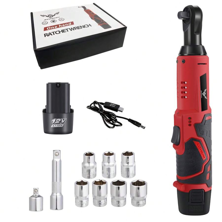 Cordless Electric Ratchet Wrench Set 12V Power Ratchet Tool Kit With ...
