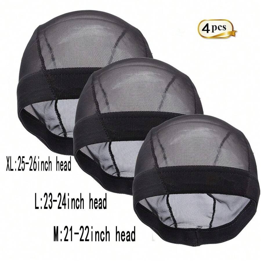 4 Packs Mesh Dome Cap For Wig Making Stretchable Dome Mesh Lace Front ...