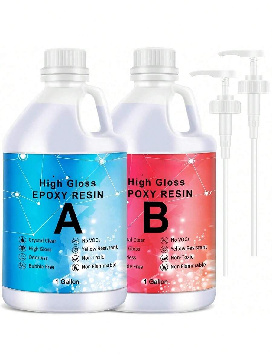 High Gloss 2 Gallon Epoxy Resin Crystal Clear Self-Leveling Casing ...