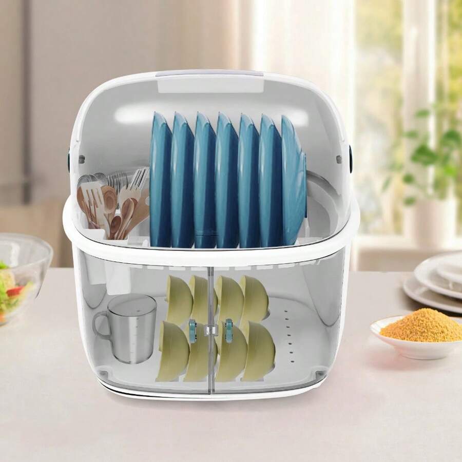 2 Tier Plastic Dish Drying Rack For Kitchen For Drying Utensils Plates ...