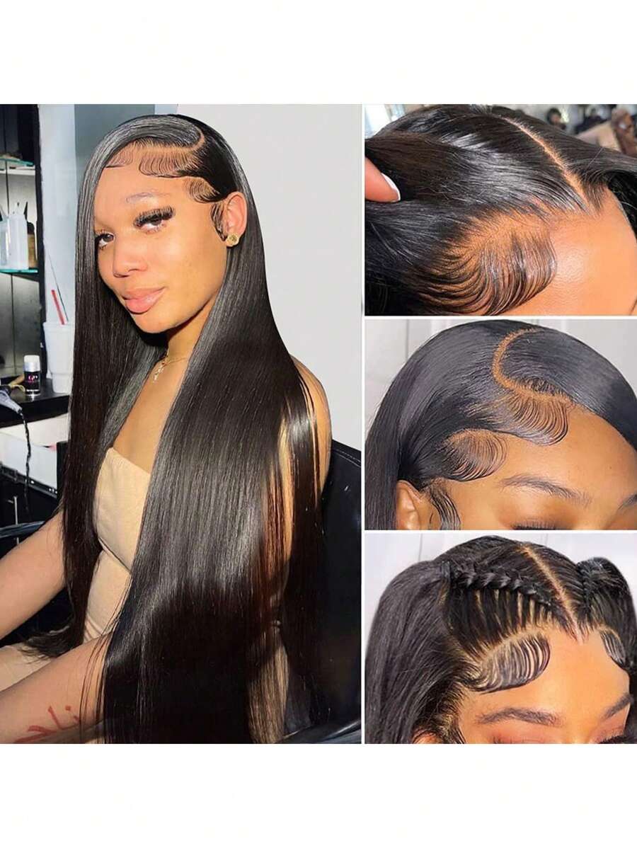 Edges Straight Lace Front Wigs Human Hair Stairght 13x4 Transparent ...