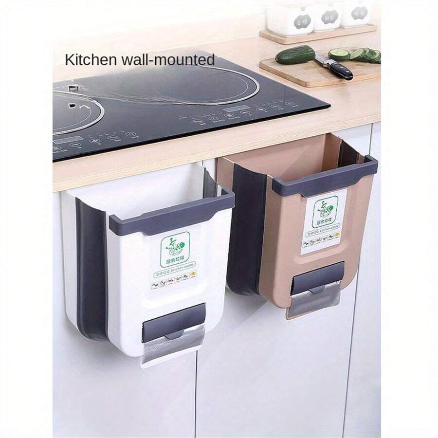 Space Saving Collapsible Kitchen Trash Can - Wall Mounted, No Power ...