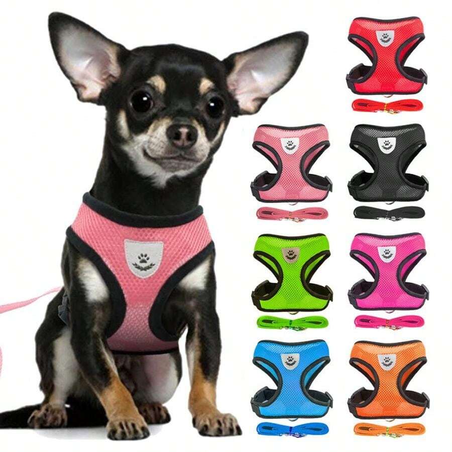 1pc Dog Harnesses Leash Mesh Cloth Collars Puppy Breathable Reflective ...