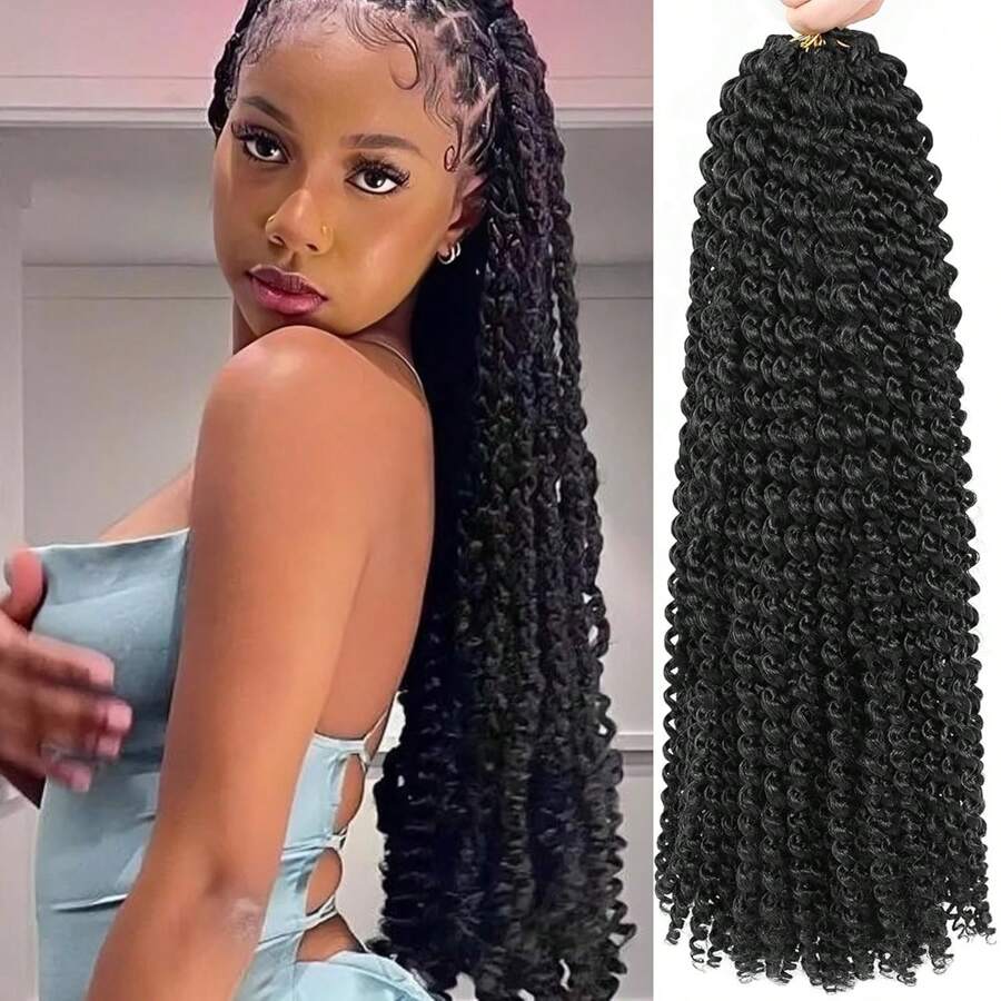 Pacotes de 1/4/7 22 polegadas Passion Twist Hair Water Wave Trança de ...