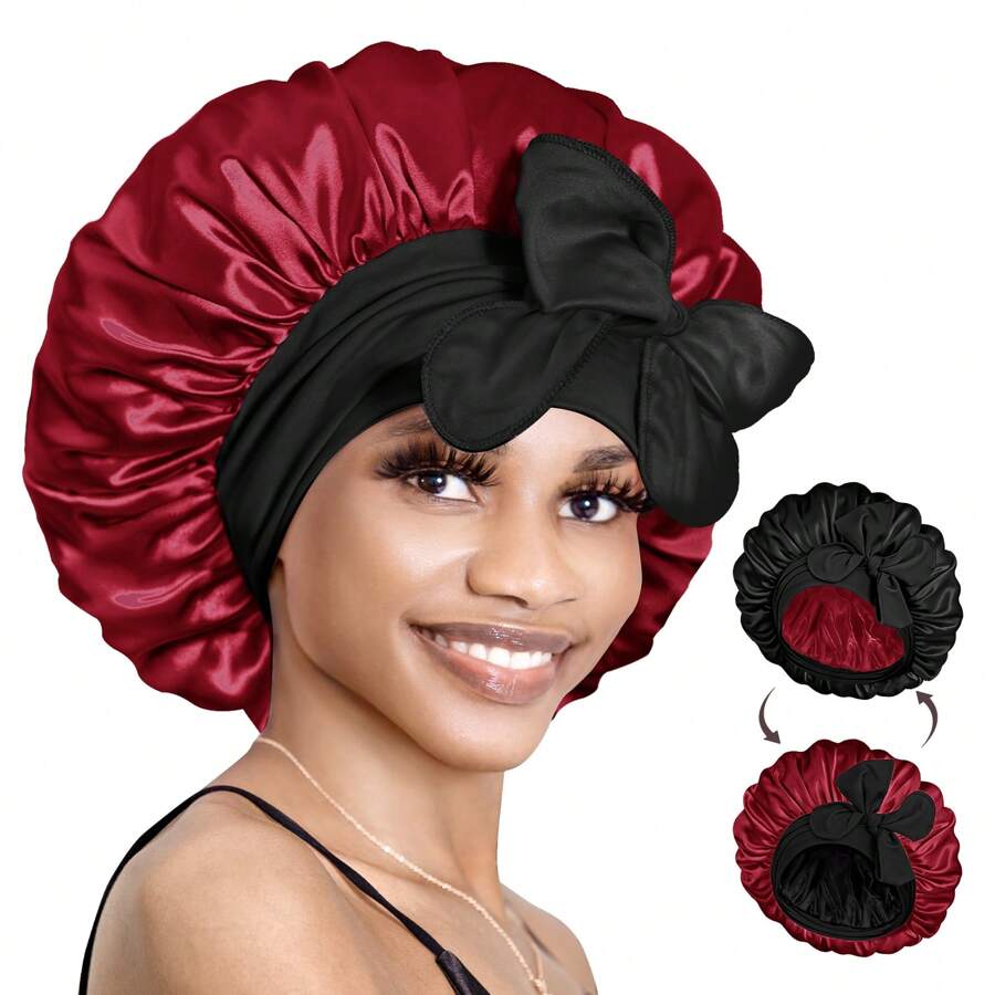Bonnet Queen Double Satin Reversible Women's Large Silk Bonnet With Tie ...