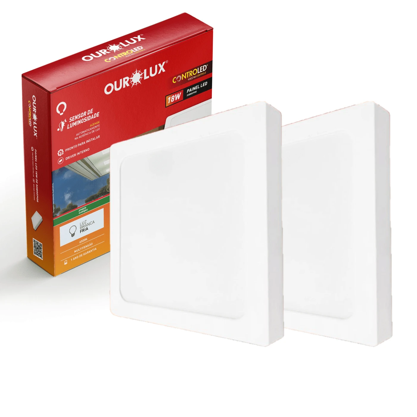 KIT 02 Panel Ceiling Light With LED Light Sensor 18W 6500K Overlay ...