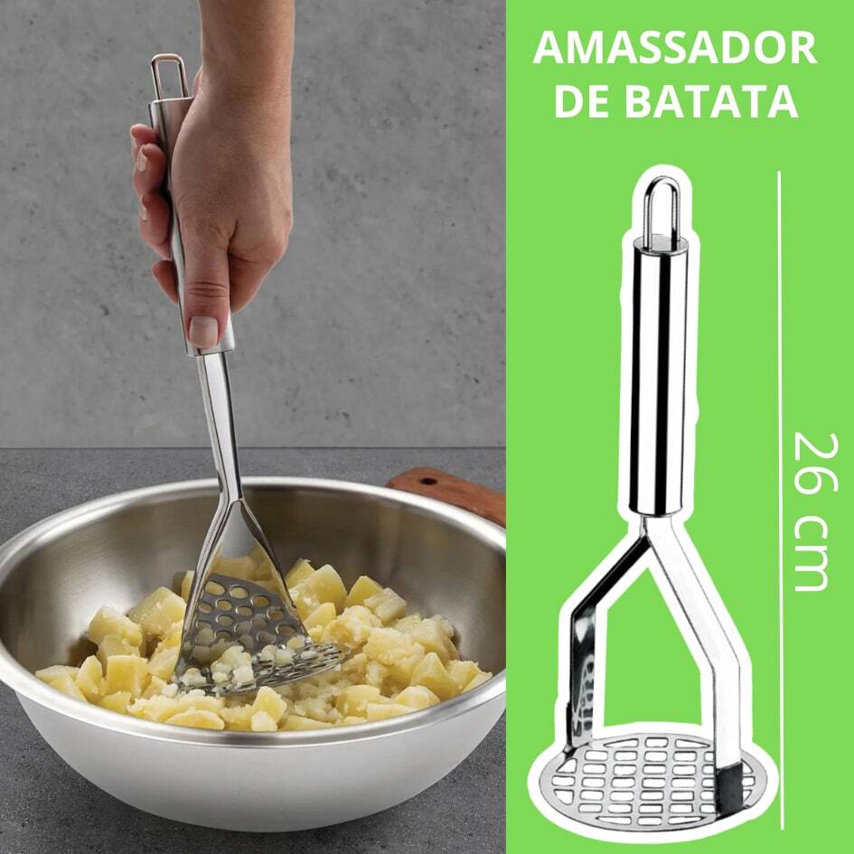 Potato Masher + STAINLESS STEEL Vegetable Peeler 2-Piece Kit Puree Food ...