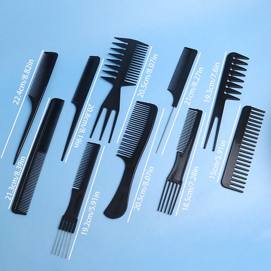 10-Piece Professional Styling Comb Set, Fine-Toothed, Anti-Static, Heat ...