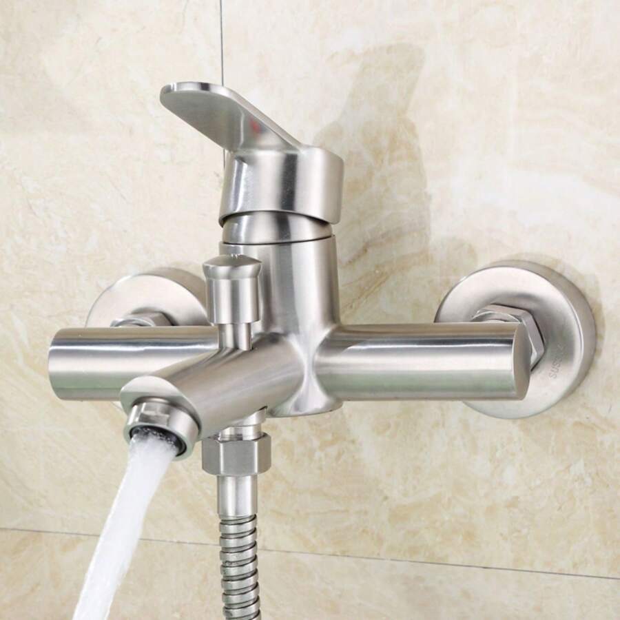 Stainless Steel Dual-Function Shower Faucet - Hot & Cold Water, Wall ...